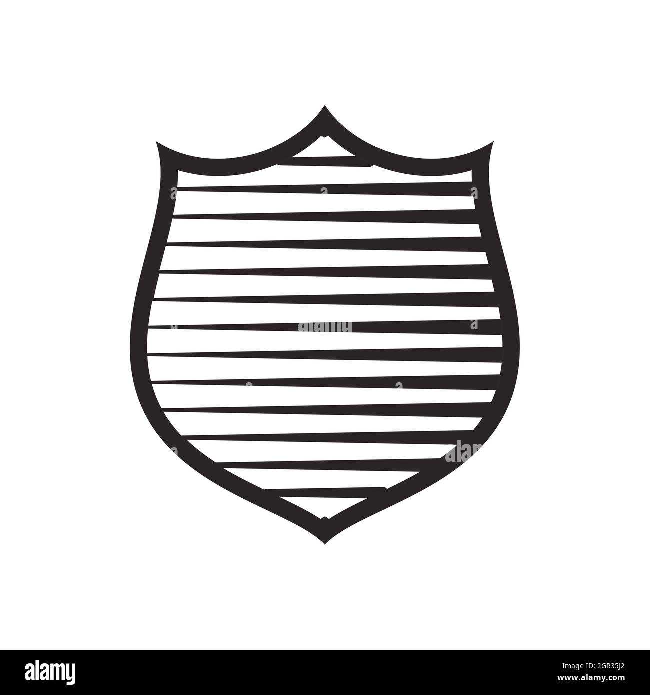 Shield with horizontal stripes icon, simple style Stock Vector Image ...