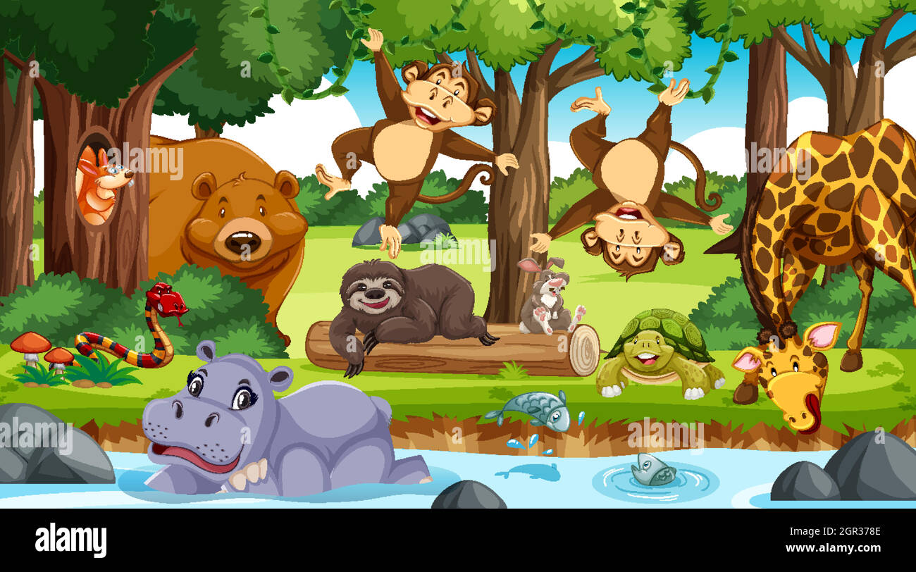 Sloth In The Jungle Stock Vector Images - Alamy