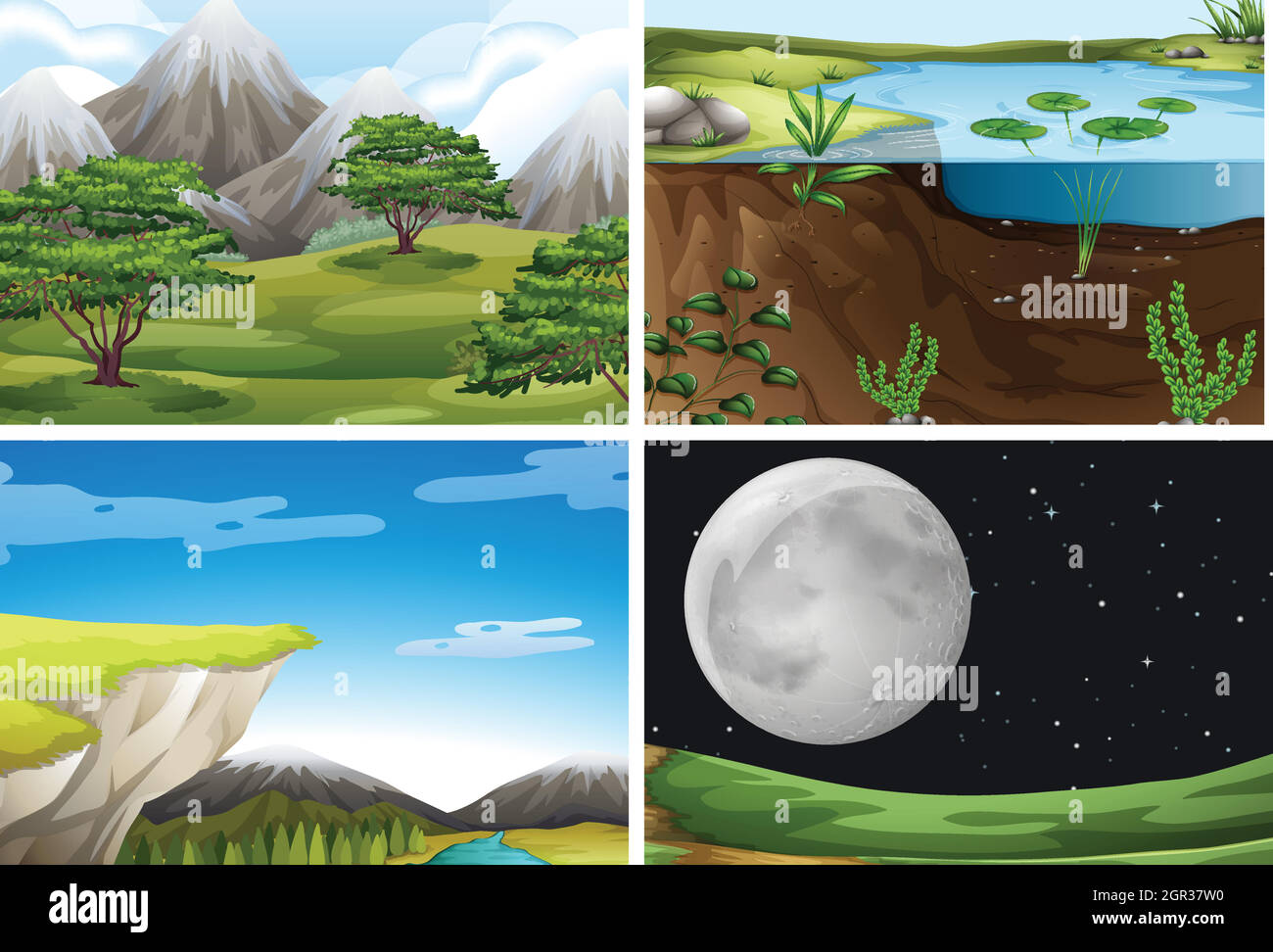 Set of nature landscape Stock Vector Image & Art - Alamy