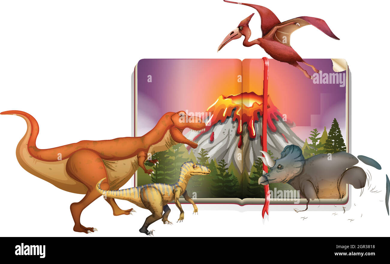 Different types of dinosaurs on the book Stock Vector Image & Art - Alamy