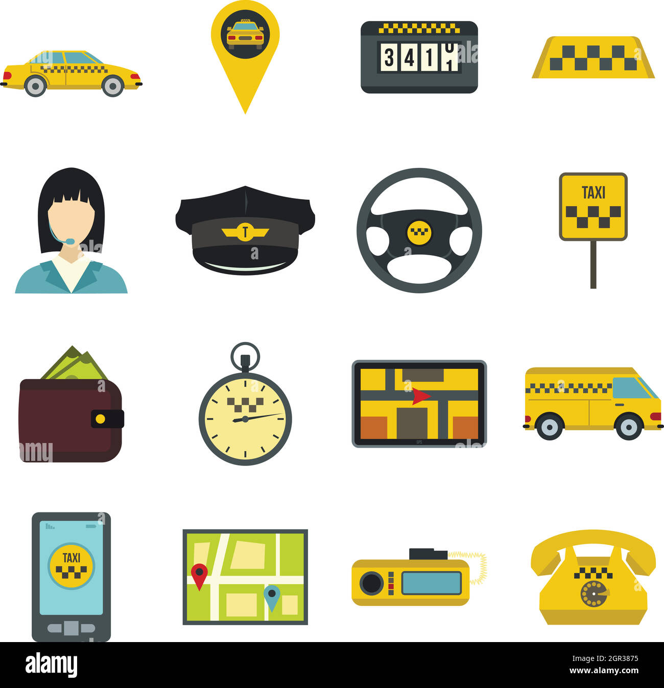 Taxi icons set Cut Out Stock Images & Pictures - Alamy