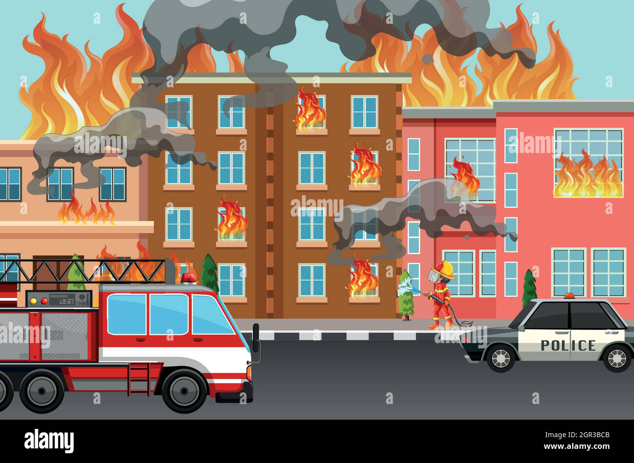 Fire smoke apartment Stock Vector Images - Alamy