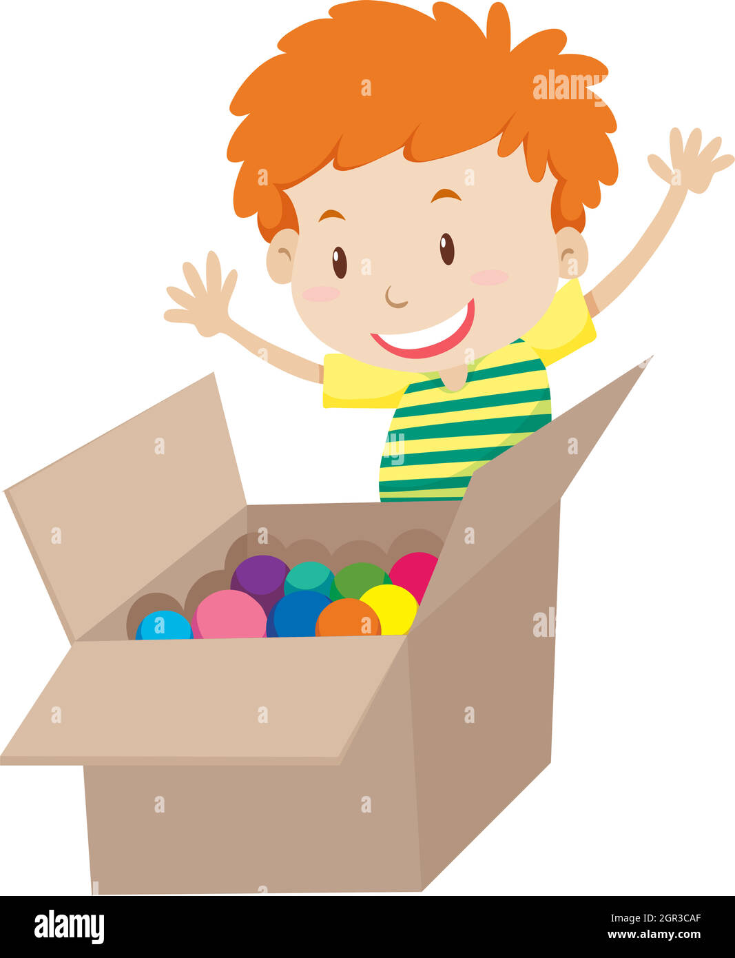 Little boy and box full of balls Stock Vector Image & Art - Alamy