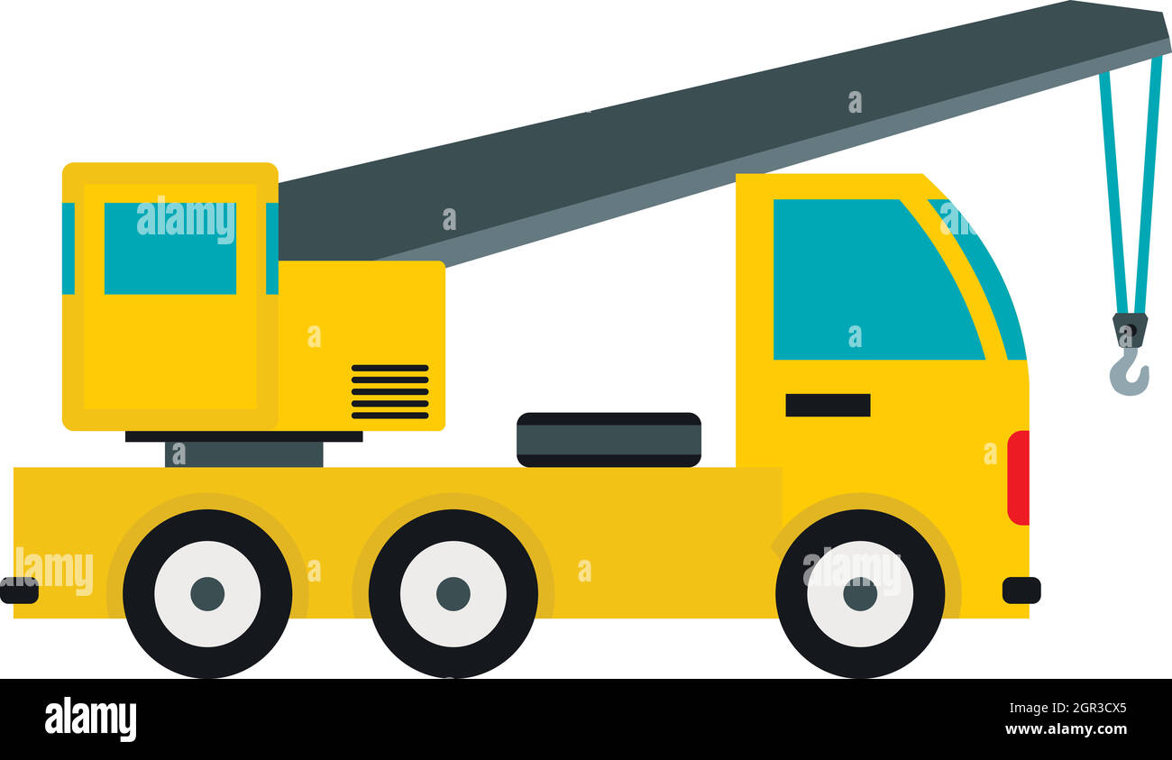 Truck with crane icon, flat style Stock Vector Image & Art - Alamy