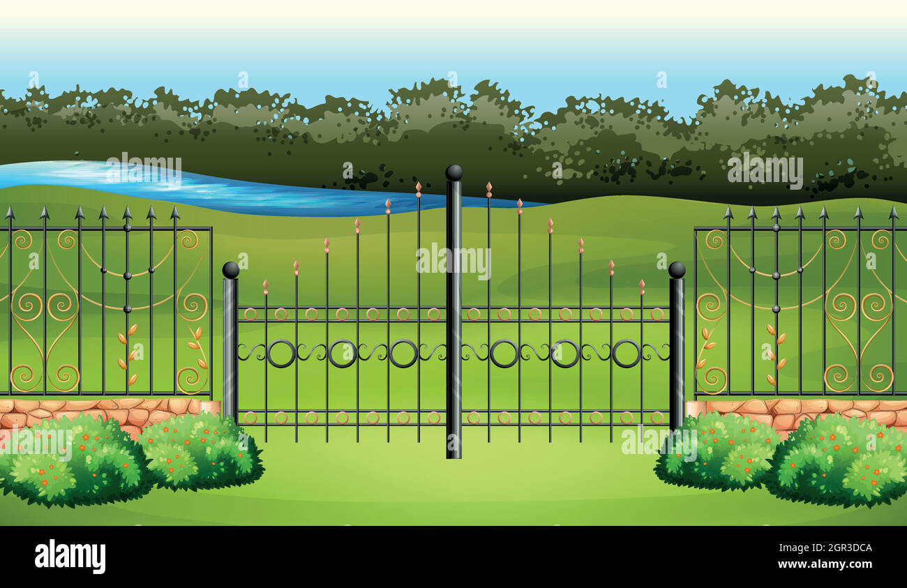 Green door in garden Stock Vector Images - Alamy