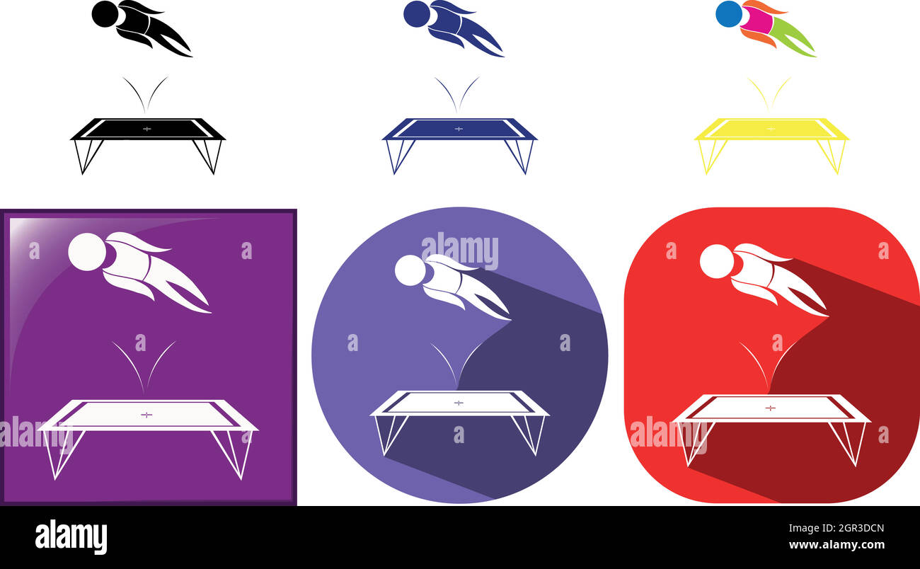 Gymnastics with trampoline icons Stock Vector Image & Art - Alamy