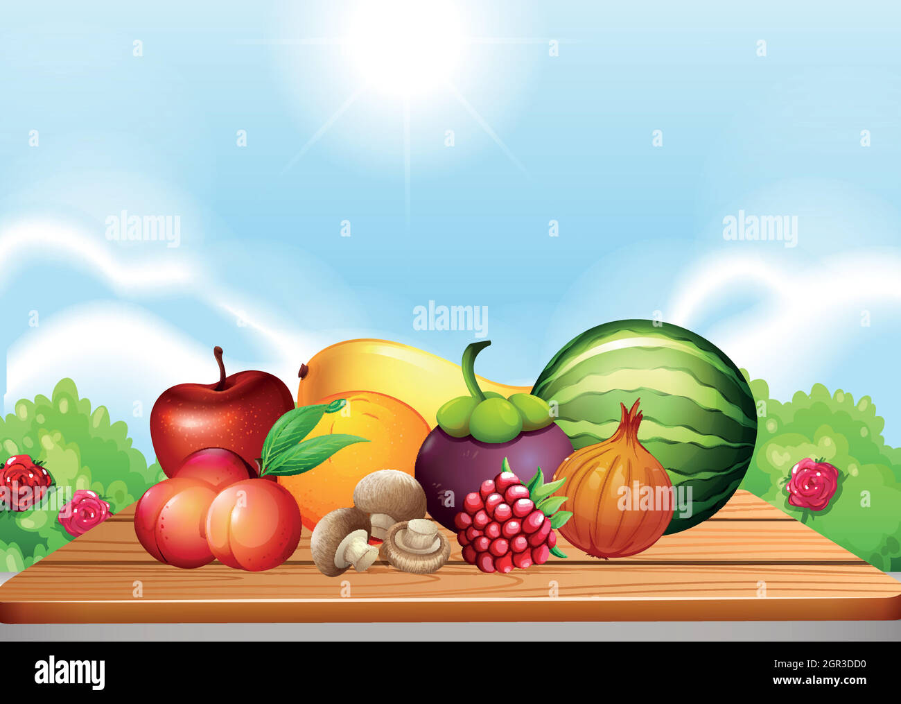 Fruits vegetables on food Stock Vector Images - Alamy