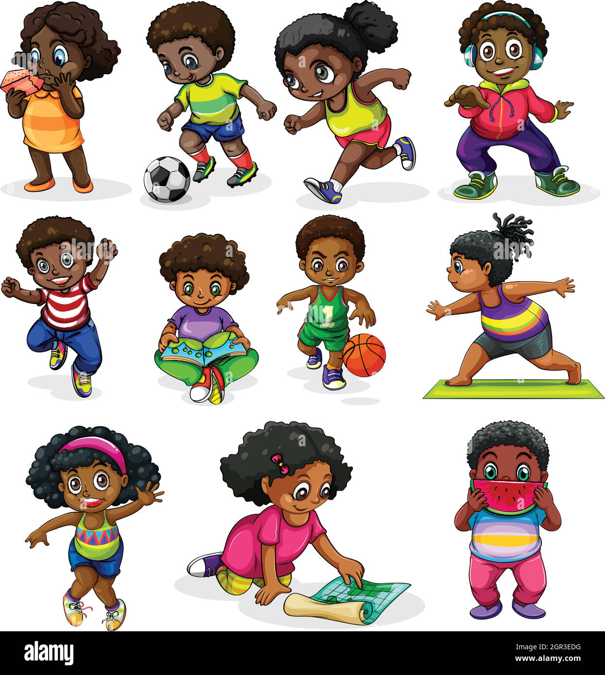 Black kids engaging in different activities Stock Vector Image & Art ...