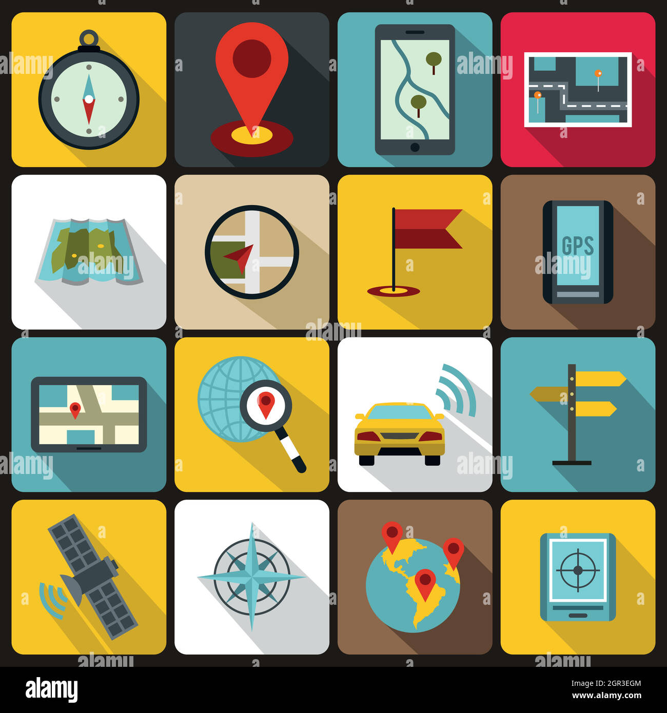 Navigation icons set, flat ctyle Stock Vector Image & Art - Alamy