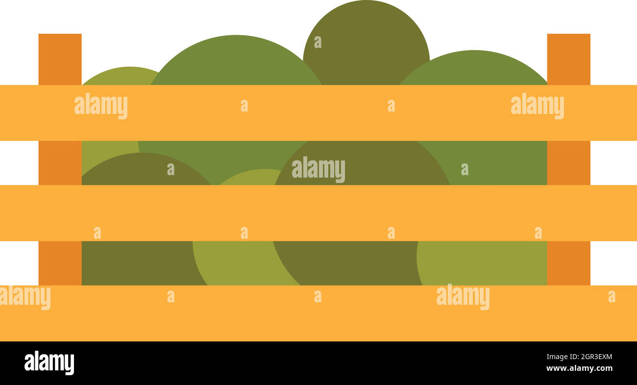 Wooden crate with vegetables icon, flat style Stock Vector Image & Art ...