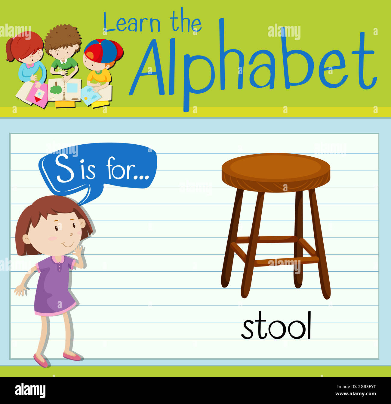 Flashcard alphabet S is for stool Stock Vector Image & Art - Alamy