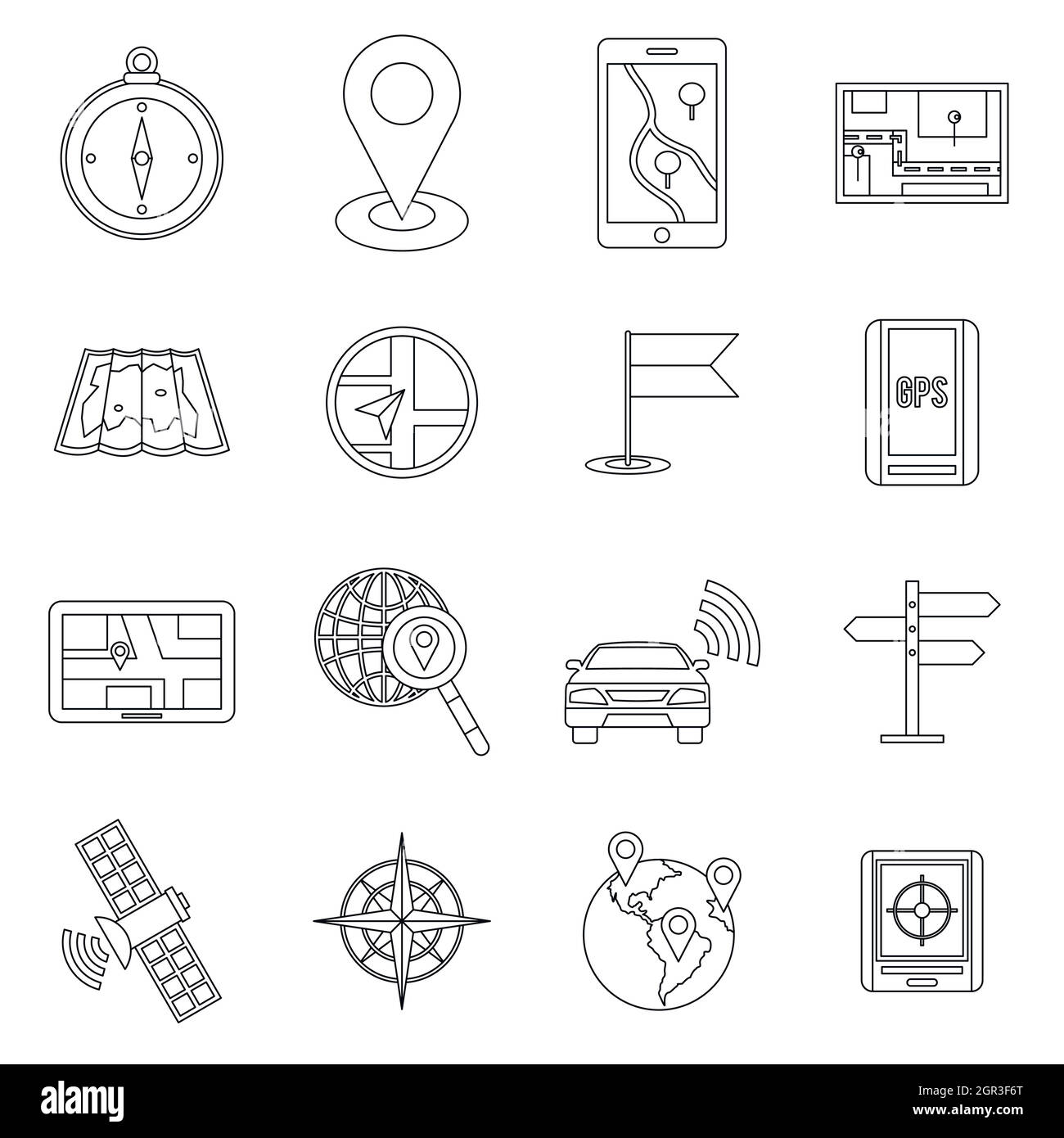 Location pin outline icons hi-res stock photography and images - Alamy