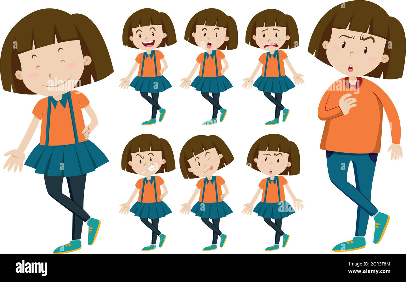 Girl with short hair in different actions Stock Vector Image & Art - Alamy