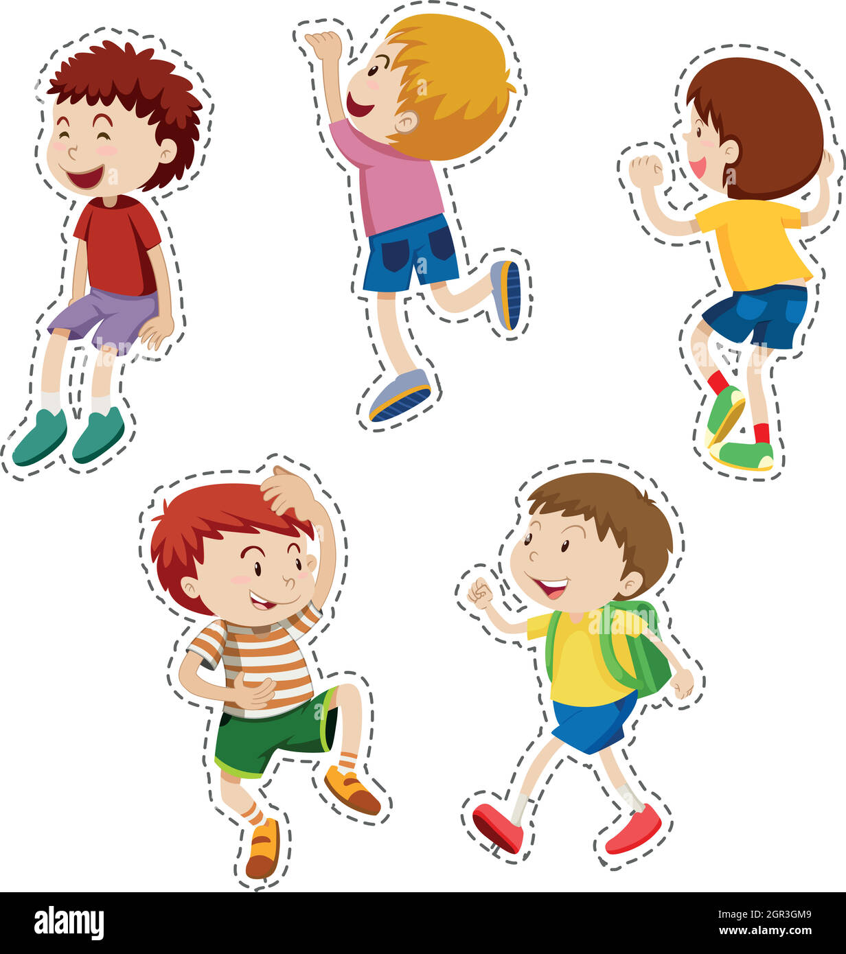 Sticker set of happy boys Stock Vector Image & Art - Alamy