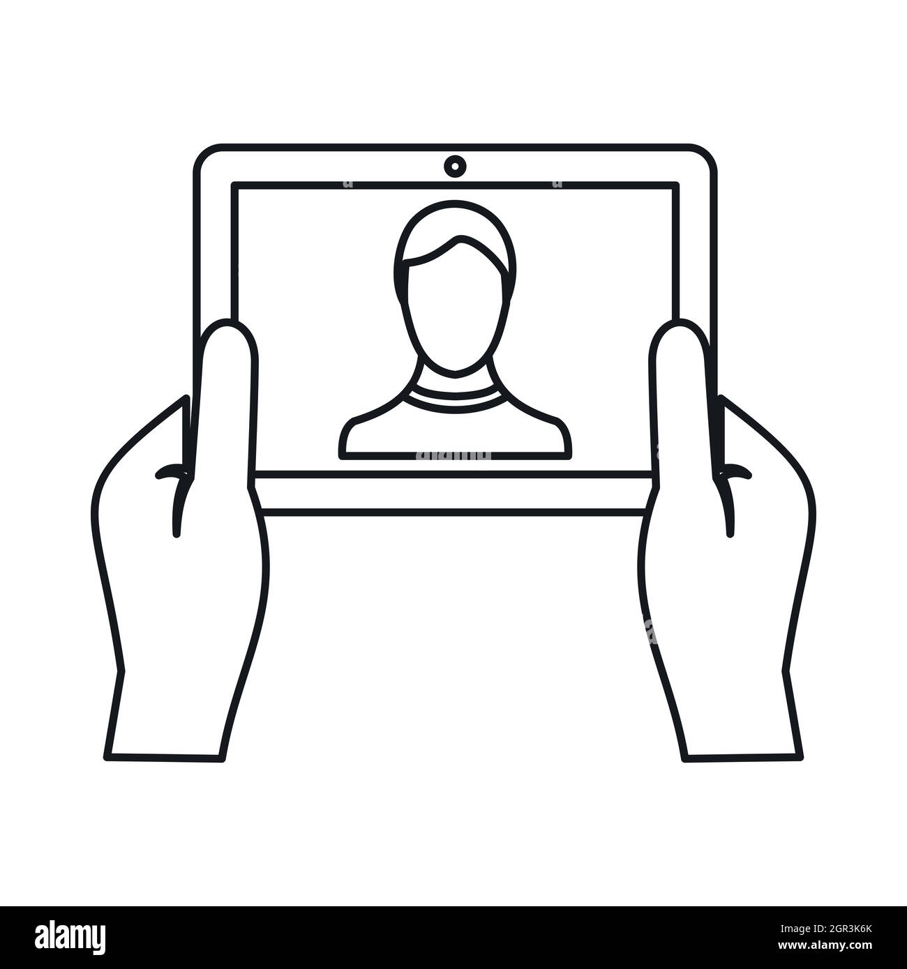 Hands holding tablet icon, outline style Stock Vector Image & Art - Alamy