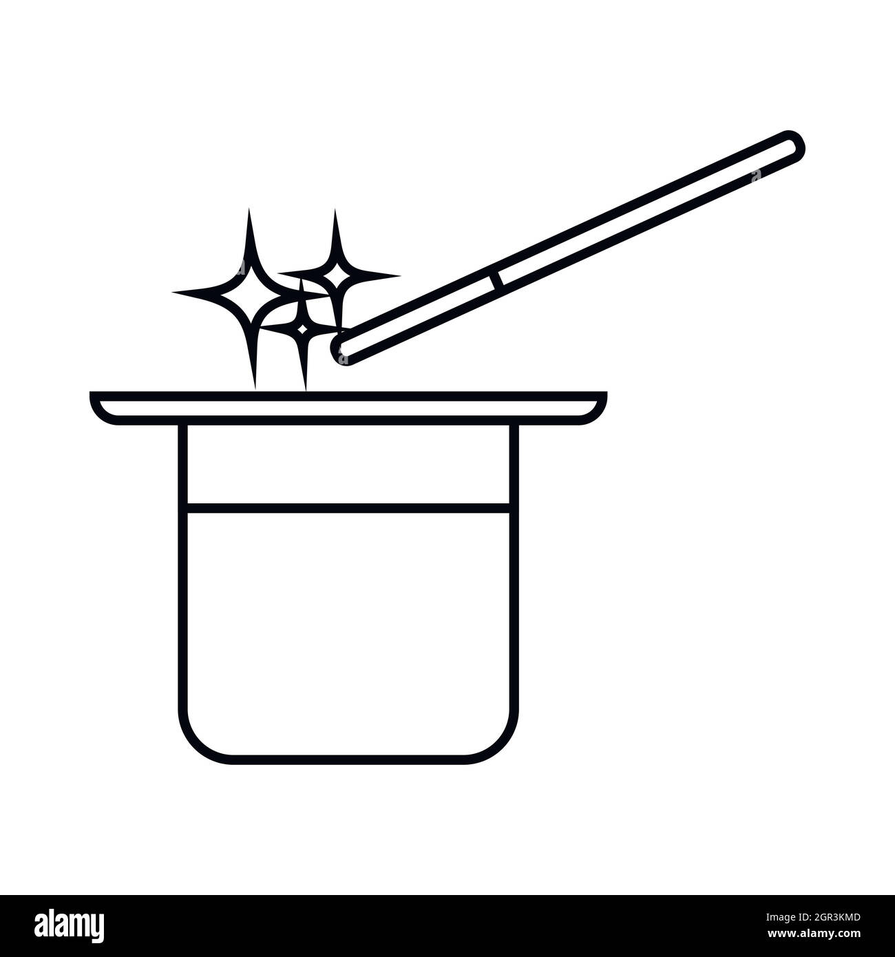 Magician hat and magic wand icon, outline style Stock Vector Image ...