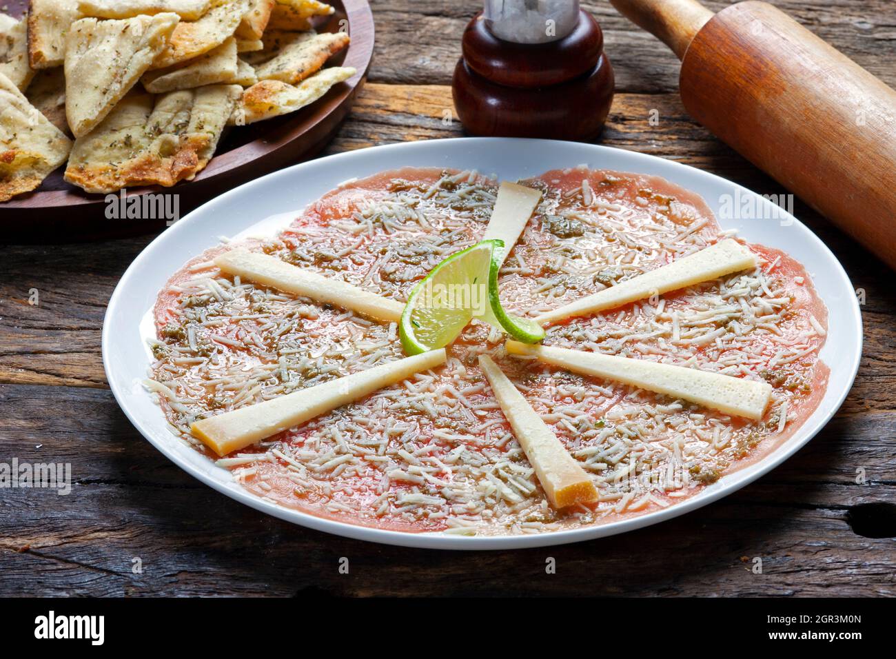 Carpaccio with grated Parmesan cheese Stock Photo - Alamy
