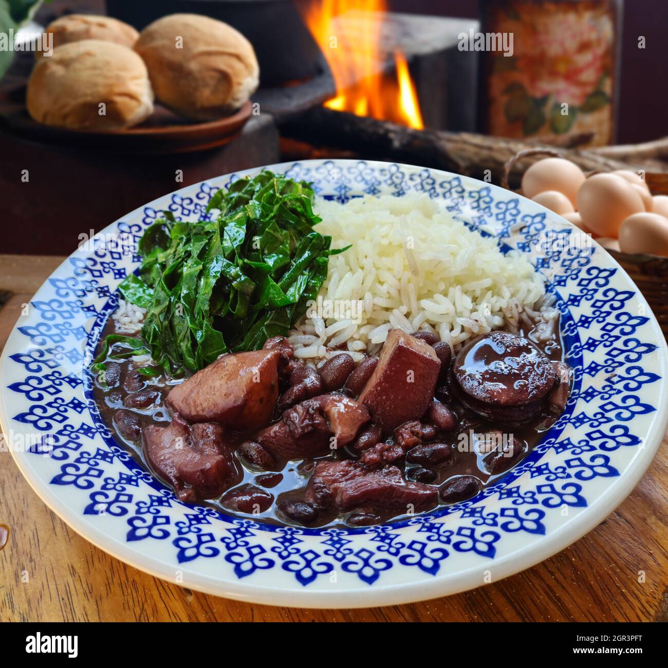 Traditional Brazilian feijoada with cabbage and rice Stock Photo - Alamy