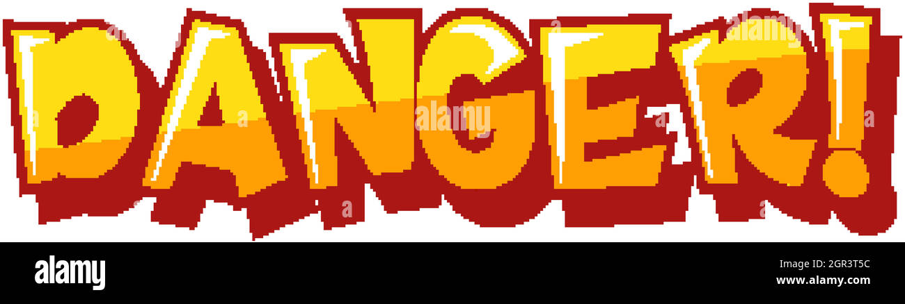 Font design for word danger in yellow color on white background Stock ...