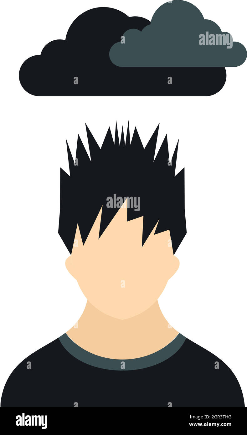 Depressed man with dark cloud over his head icon Stock Vector Image ...