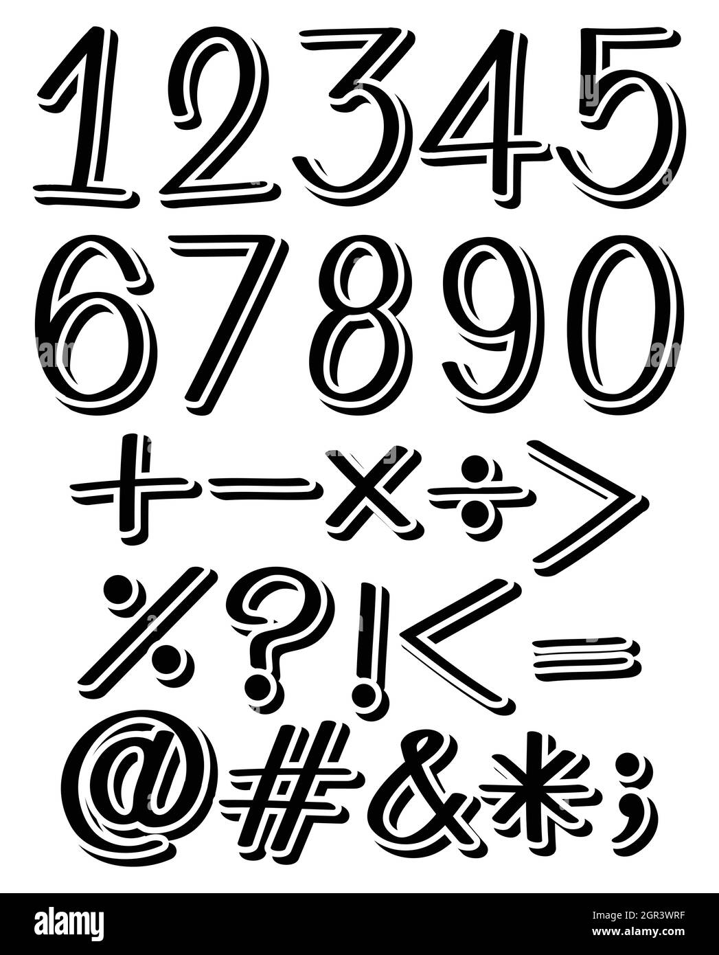 White numbers math symbols Stock Vector Images - Alamy