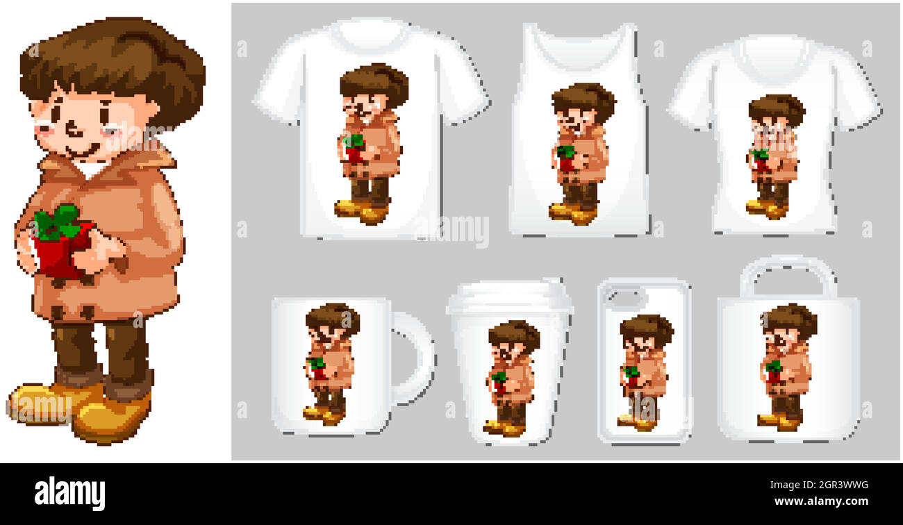 Set boy character on different product Stock Vector Image & Art - Alamy