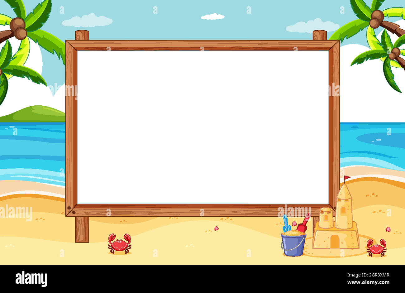 Blank wooden frame in beach scene Stock Vector Image & Art - Alamy