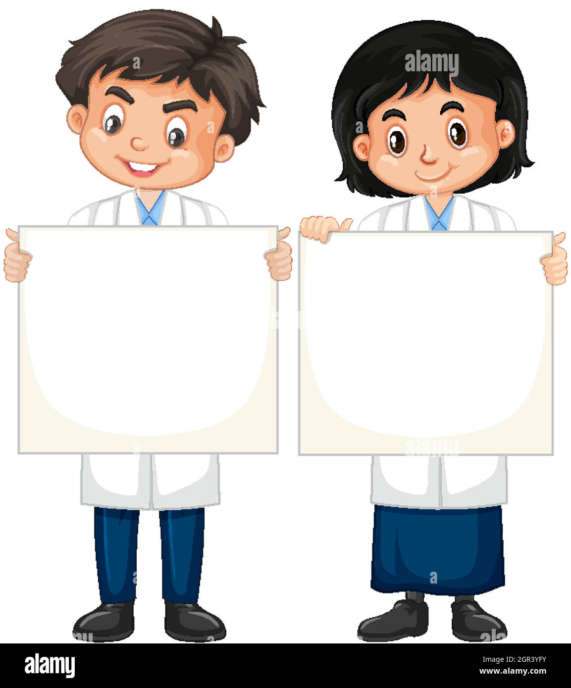 Boy and girl in lab gown on white background Stock Vector Image & Art ...