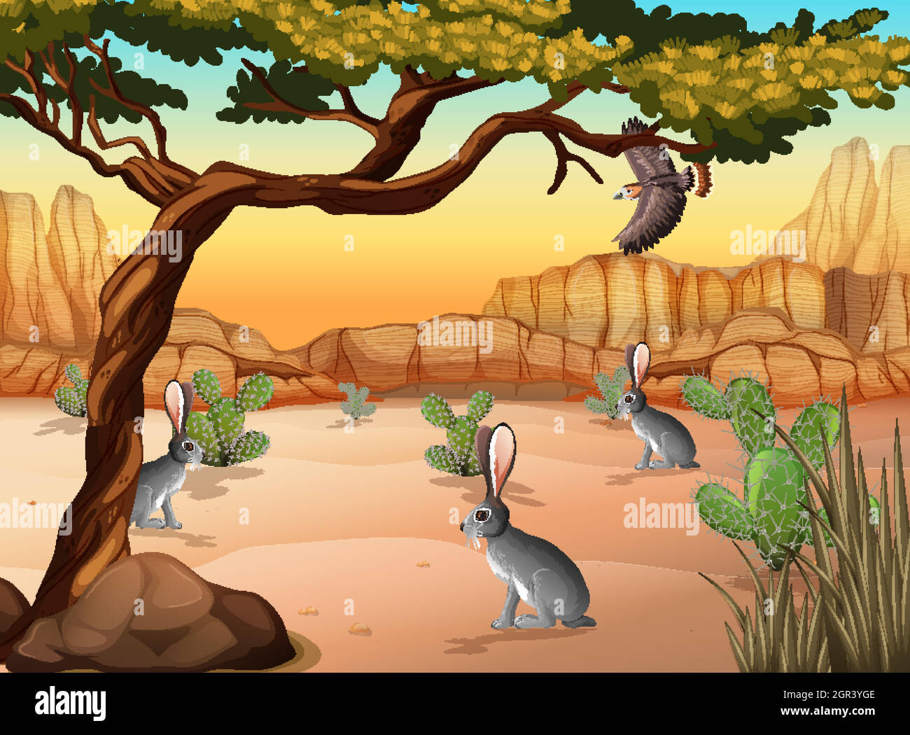 Wild desert landscape at daytime scene Stock Vector Image & Art - Alamy