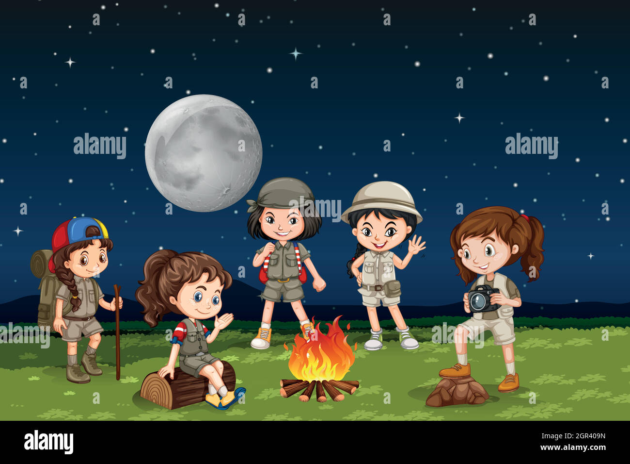 Children around a camp fire Stock Vector Image & Art - Alamy
