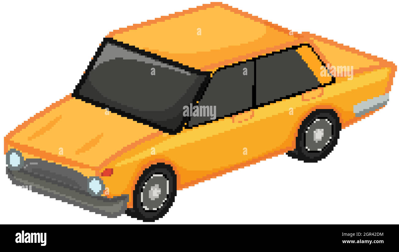 Yellow car toy in cartoon style isolated on white background Stock ...