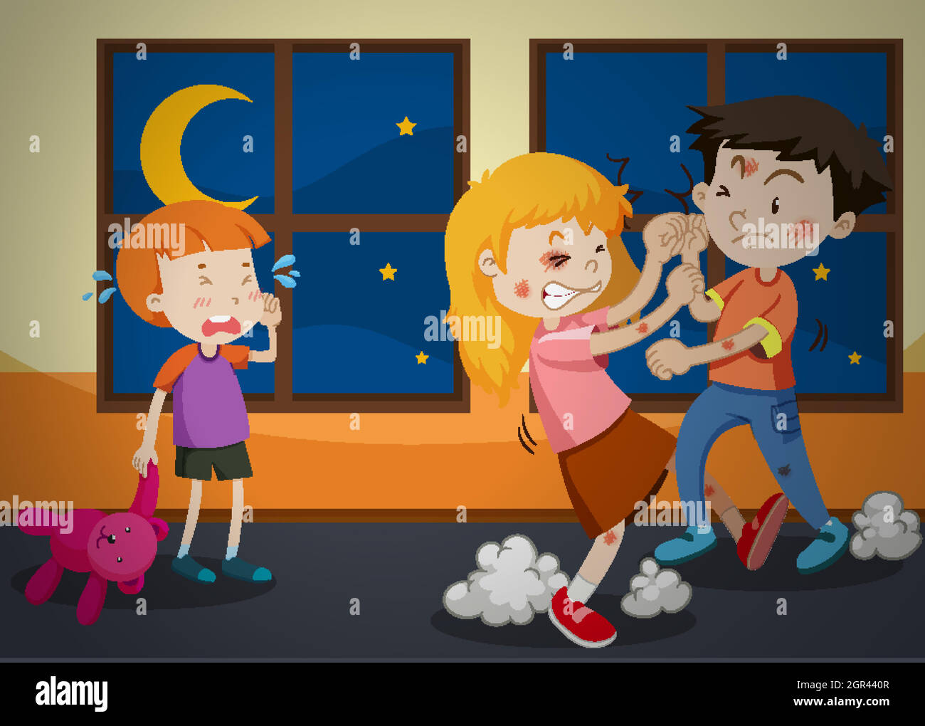 Domestic violence scene with people fighting at home Stock Vector Image ...