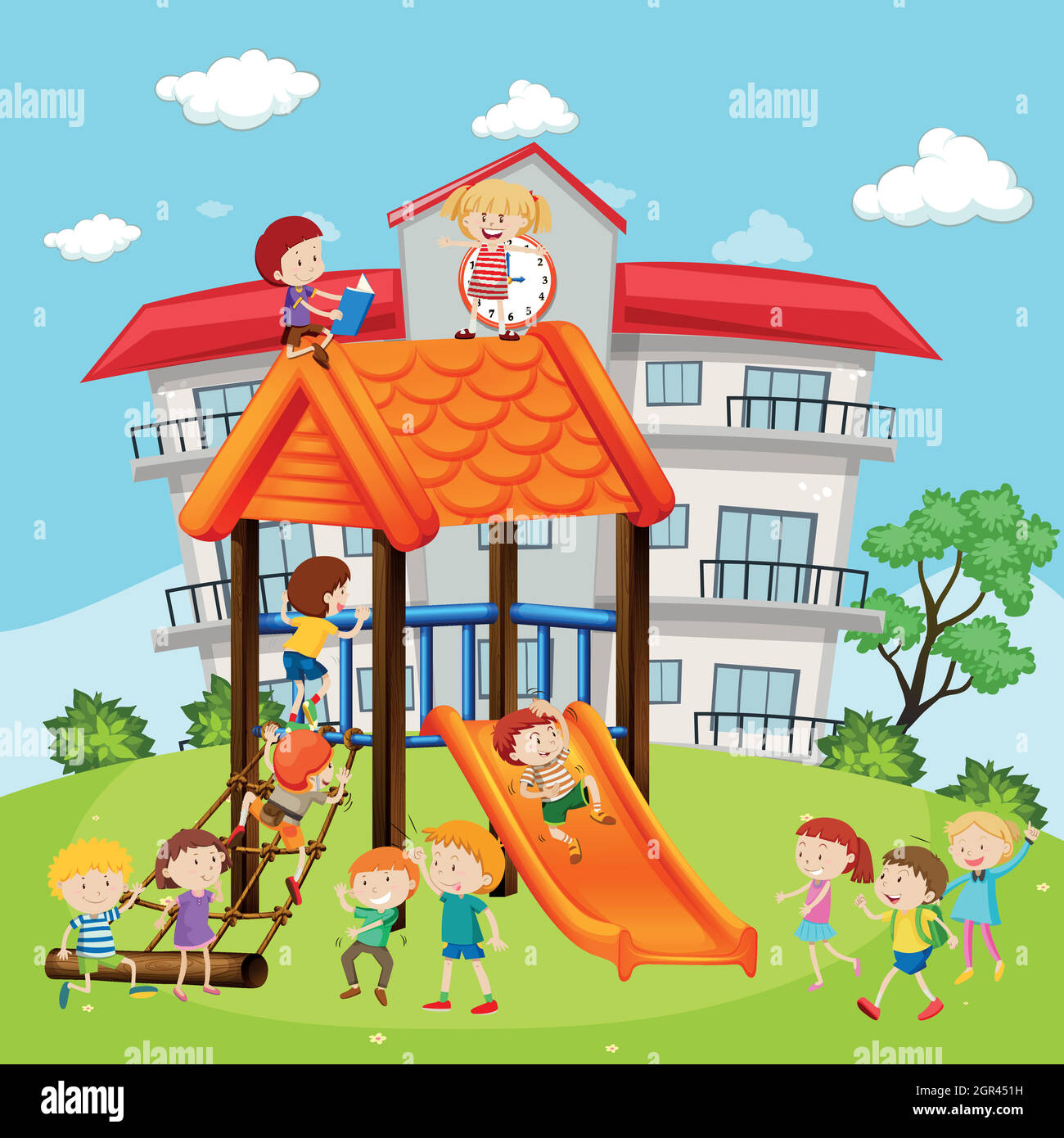 Students playing at the playground in school Stock Vector Image & Art ...