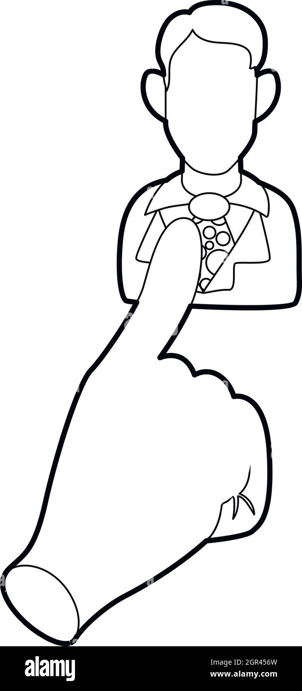 Hand cursor pointing to person icon, outline style Stock Vector Image ...