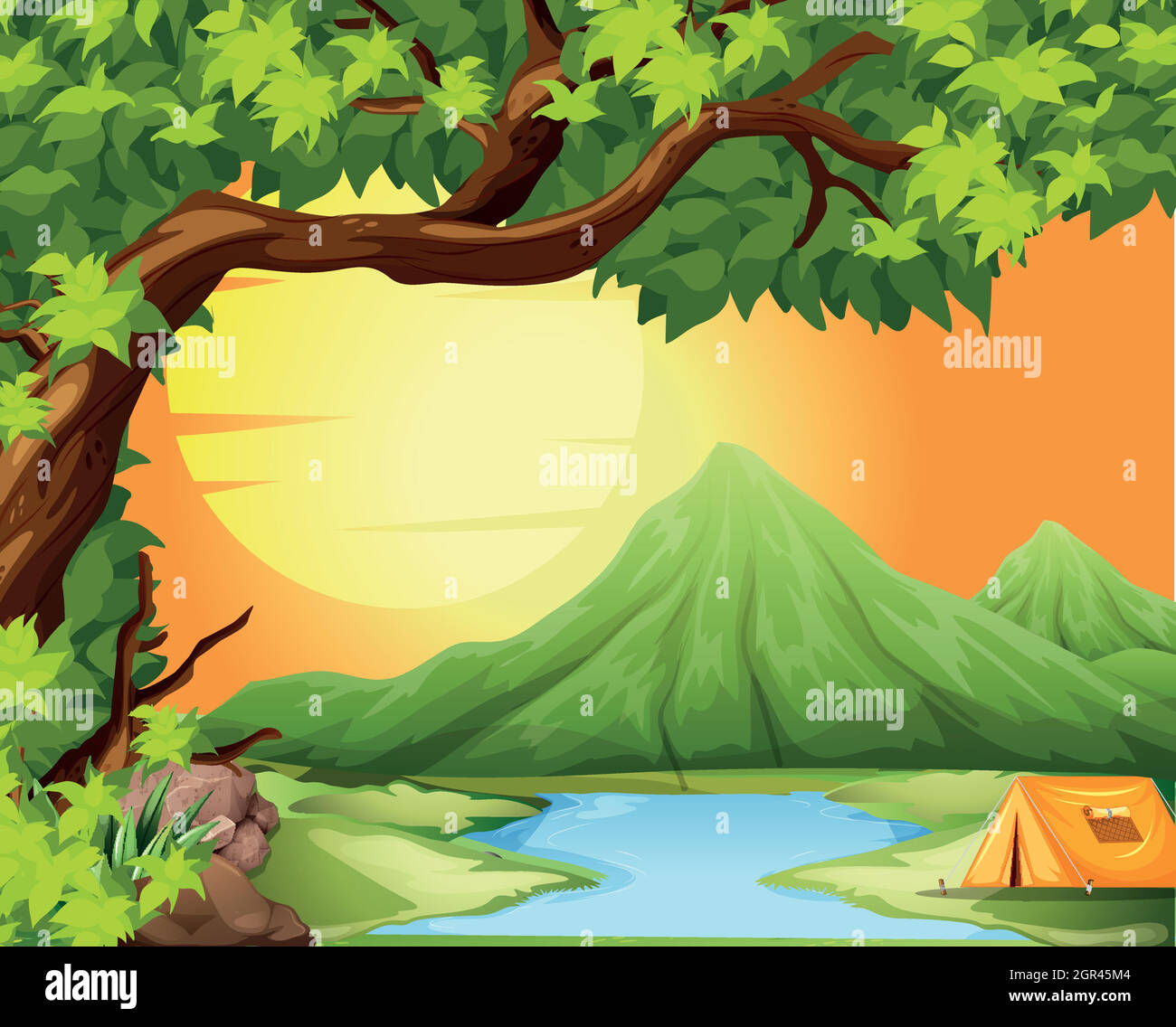 Camp set in forest Stock Vector Images - Alamy