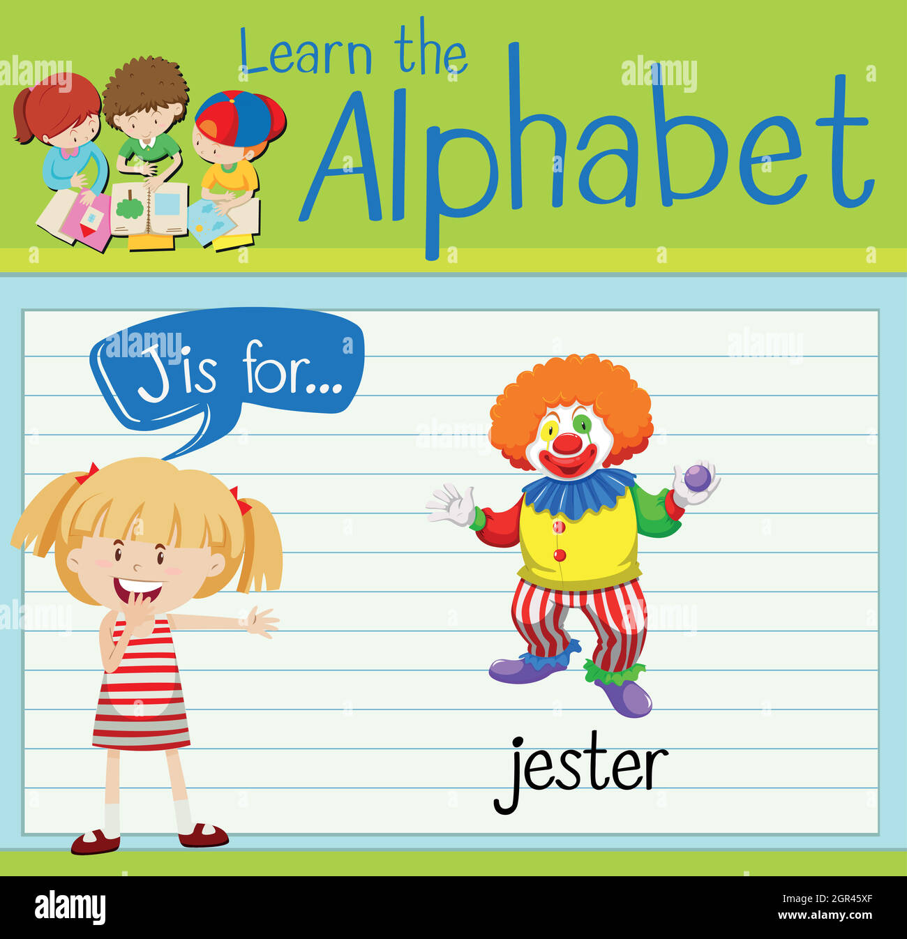 Flashcard alphabet J is for jester Stock Vector Image & Art - Alamy