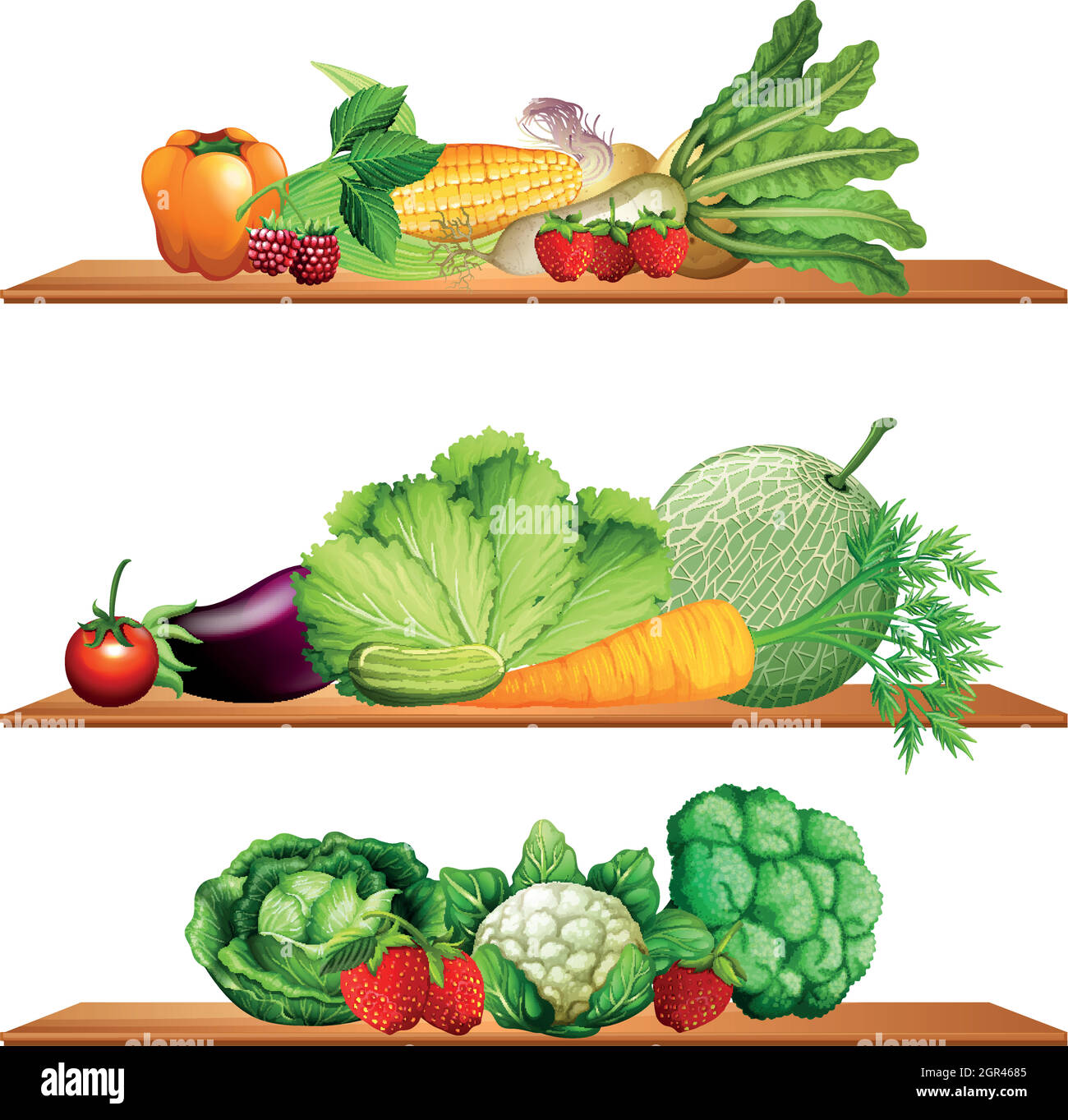 Isolated fruits vegetables on Stock Vector Images - Alamy