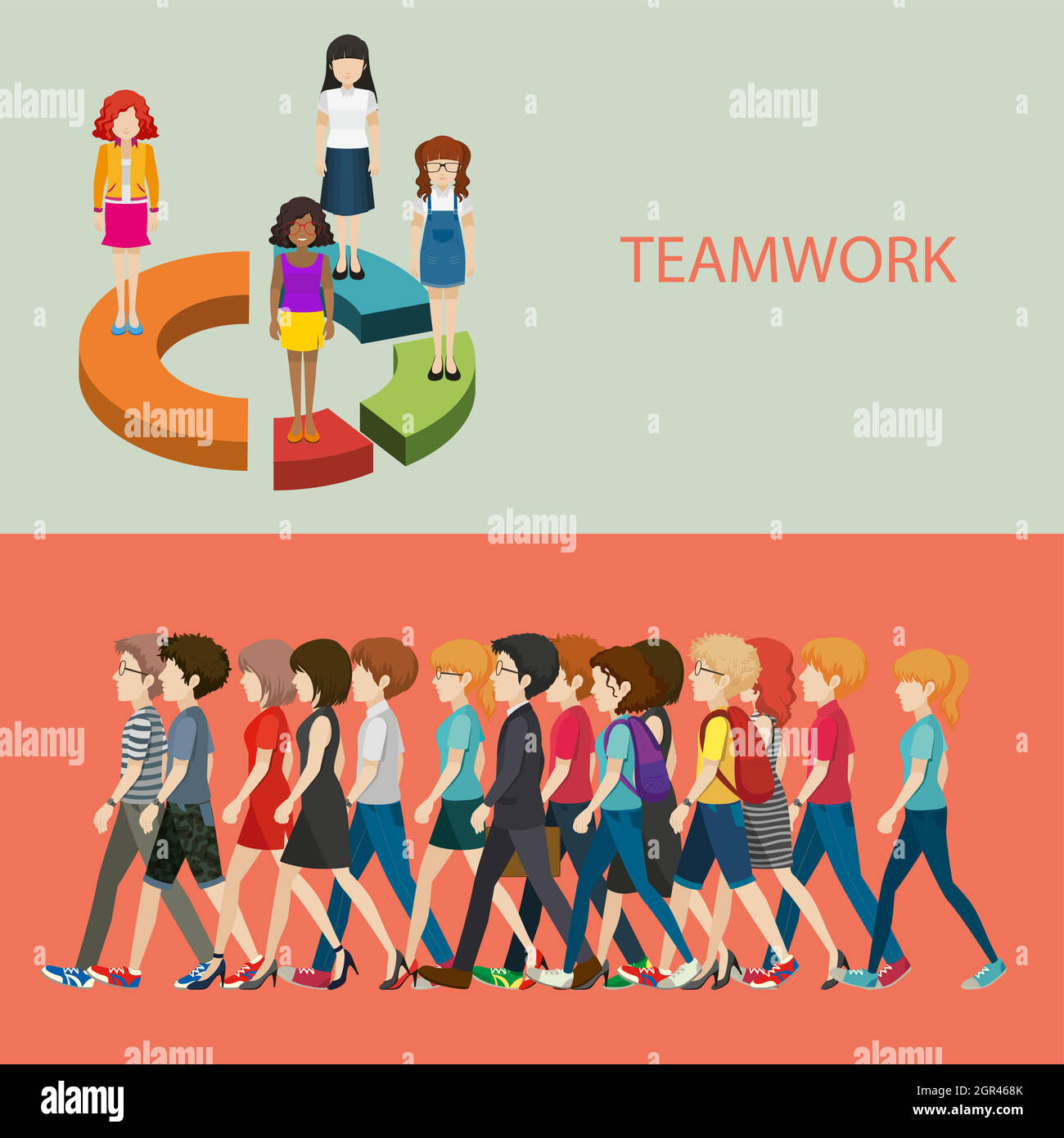 Teamwork infographic with people and graph Stock Vector Image & Art - Alamy