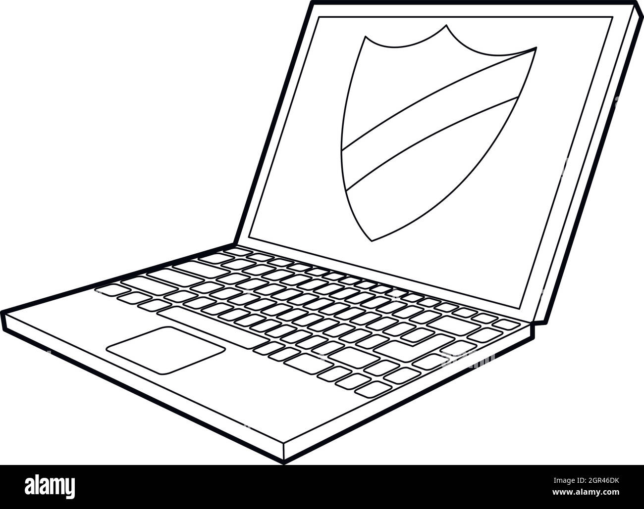 Laptop with protection shield icon, outline style Stock Vector Image ...