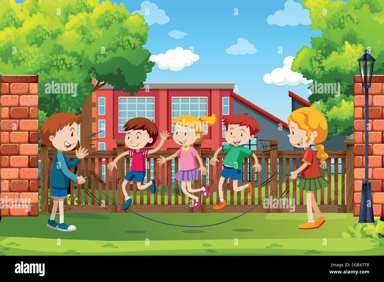 Children playing outside scene Stock Vector Image & Art - Alamy