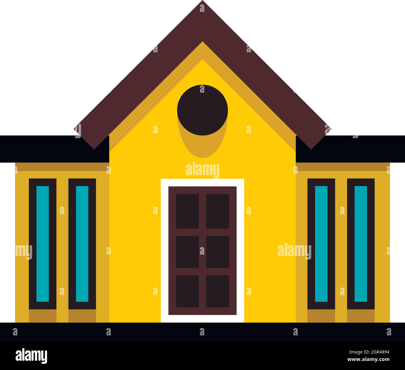 Yellow cottage with narrow windows icon flat style Stock Vector Image ...