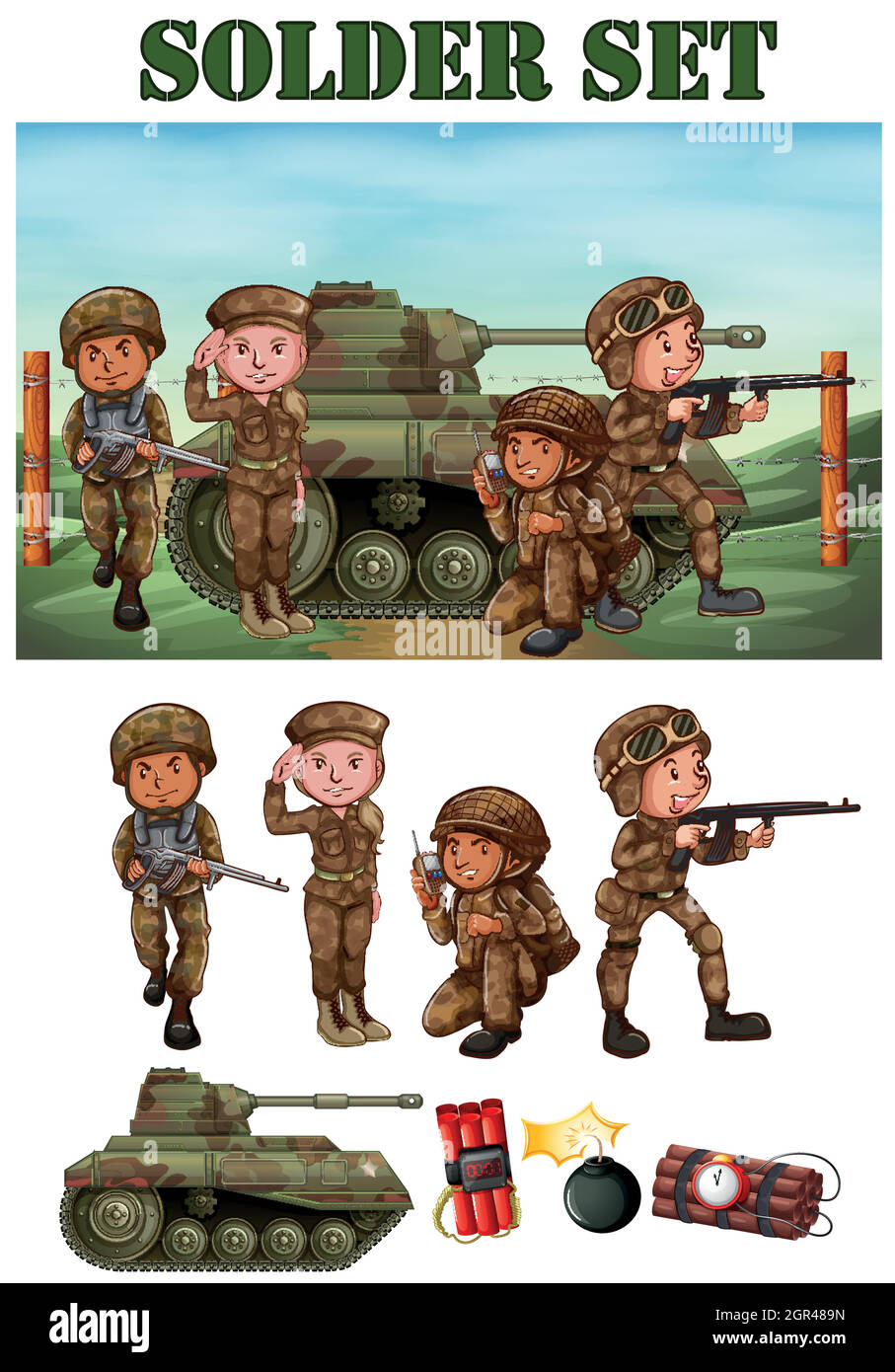 Soldiers with gun in the field Stock Vector Image & Art - Alamy