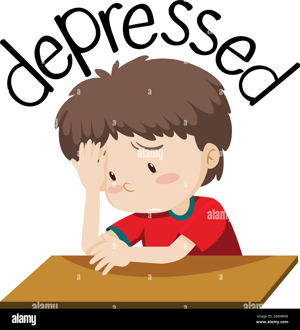 A depressed boy on white background Stock Vector Image & Art - Alamy