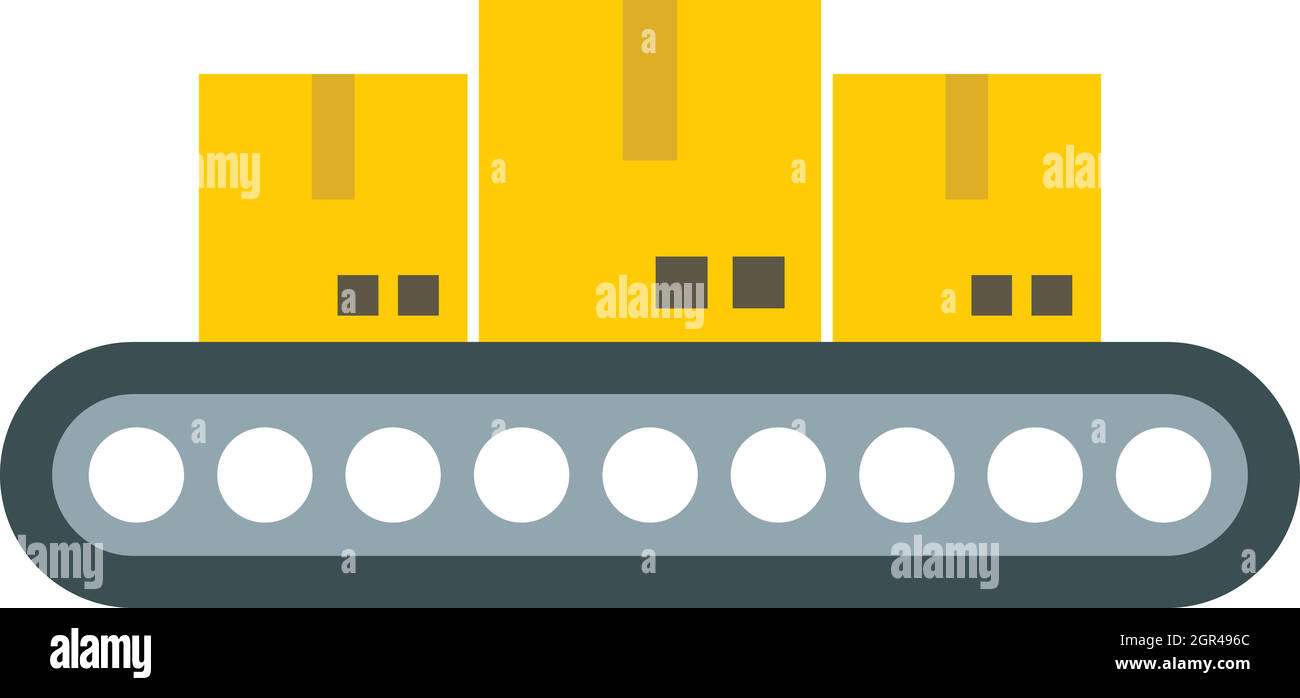 Belt conveyor with load icon, flat style Stock Vector Image & Art - Alamy