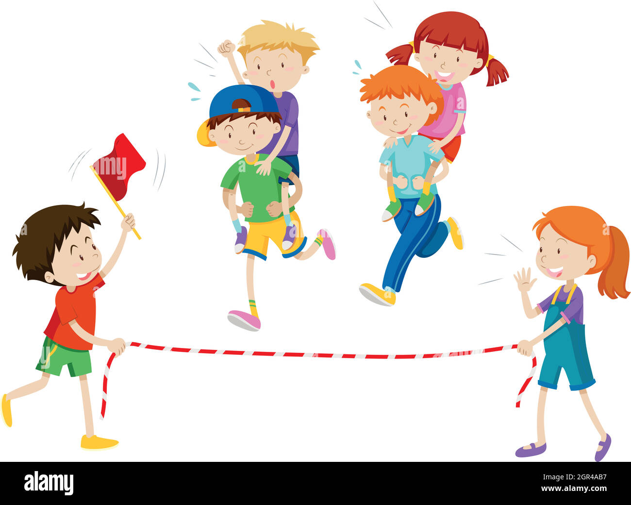 Children playing piggy back ride race Stock Vector Image & Art - Alamy