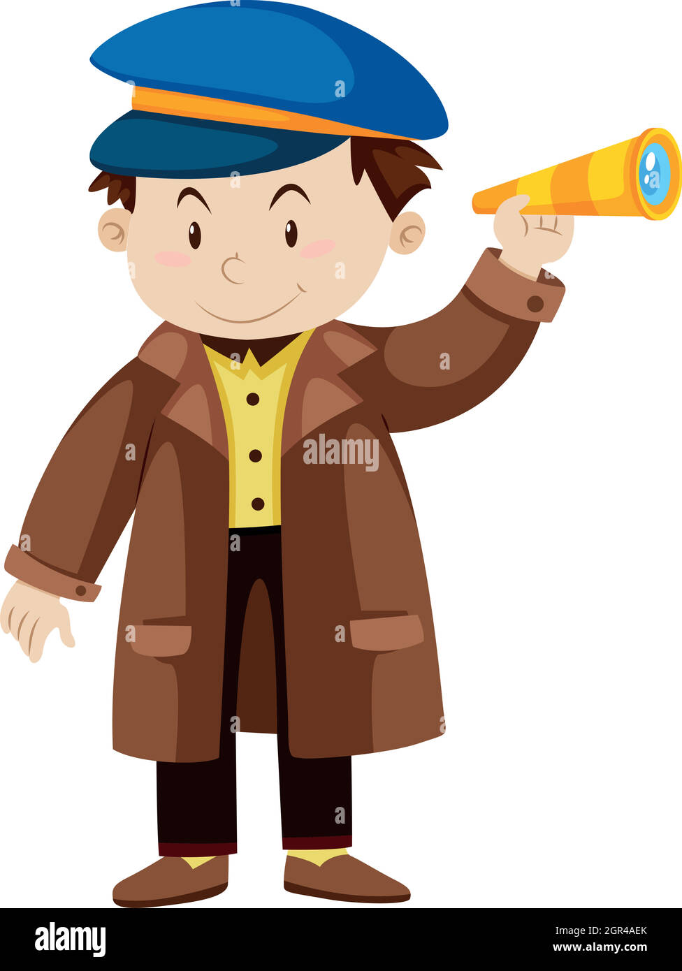 Captain holding telescope in his hand Stock Vector Image & Art - Alamy