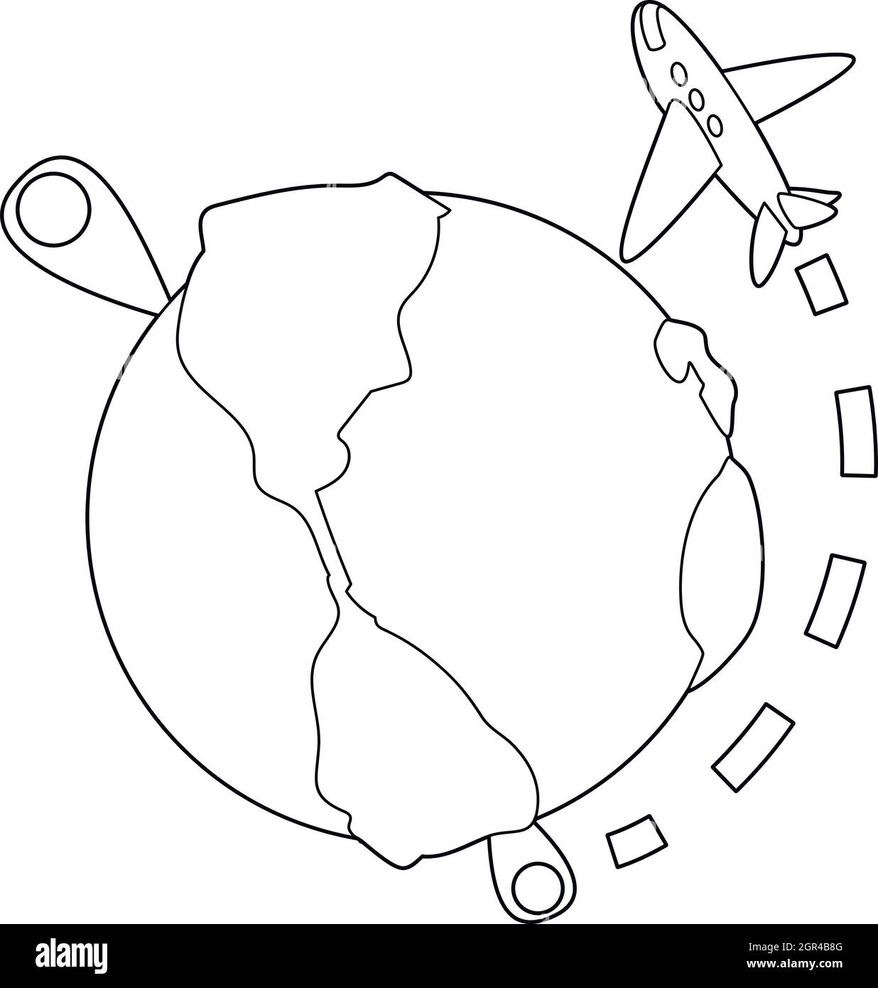 Around world outline world map hi-res stock photography and images - Alamy