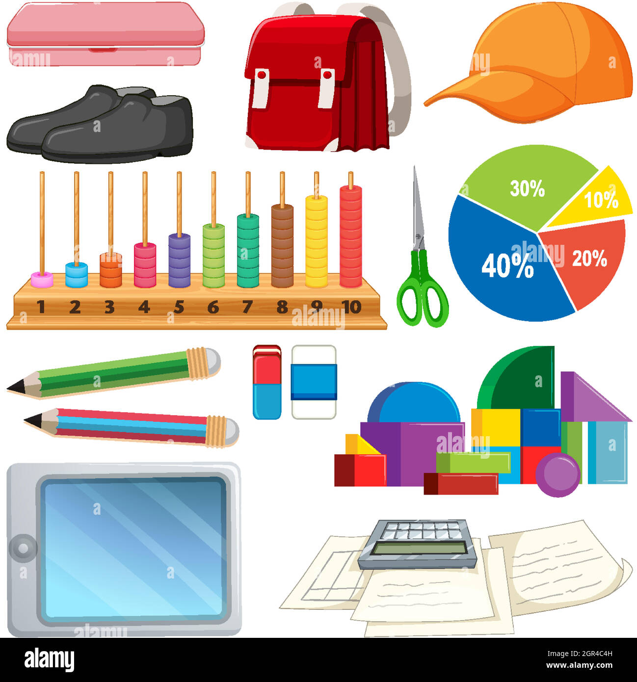 Large set of school items on white background Stock Vector Image & Art ...