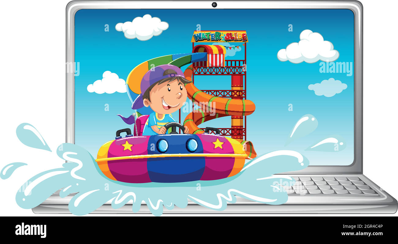 Boy water slide Stock Vector Images - Alamy