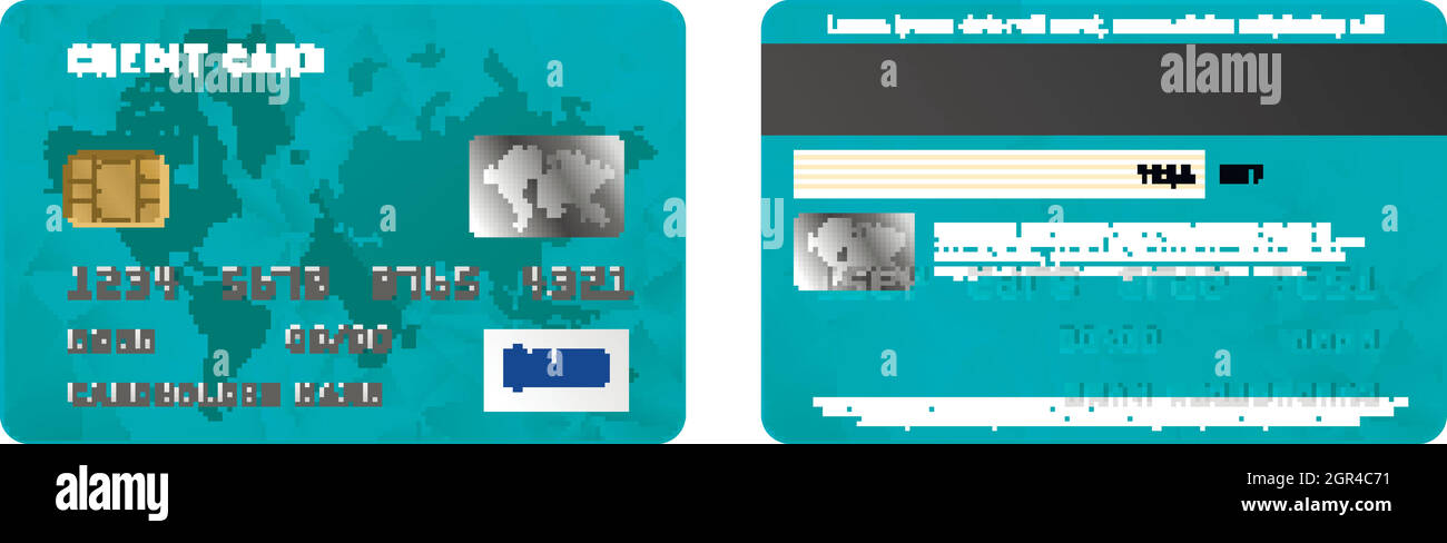 Turquoise credit card two sides in realistic style Stock Vector Image ...